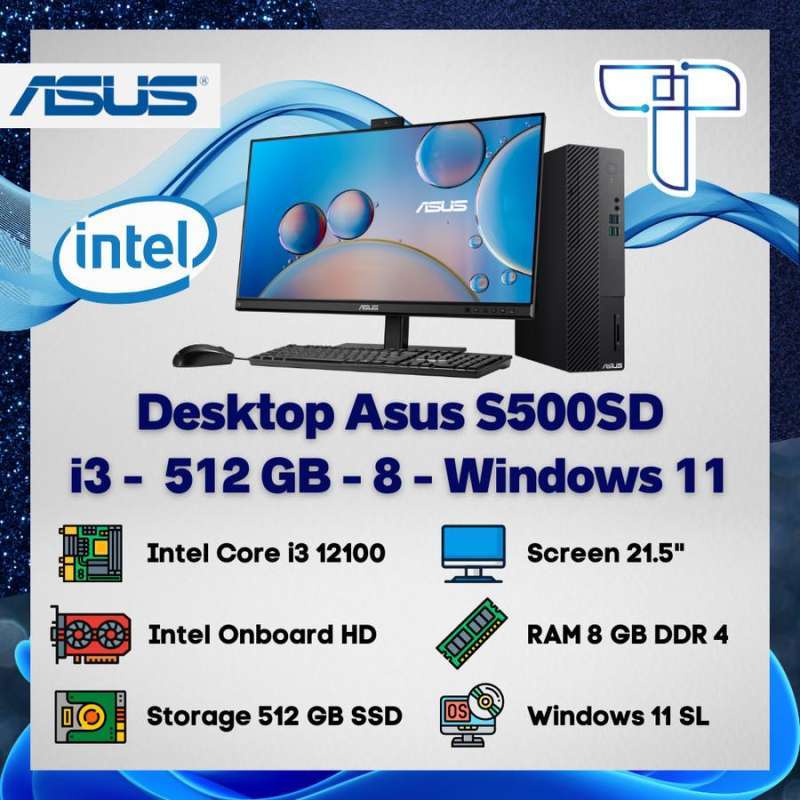 Jual Asus S500sd Desktop Pc - Core I3 - 512 Gb - 8 - Windows 11 - 21.5 ...