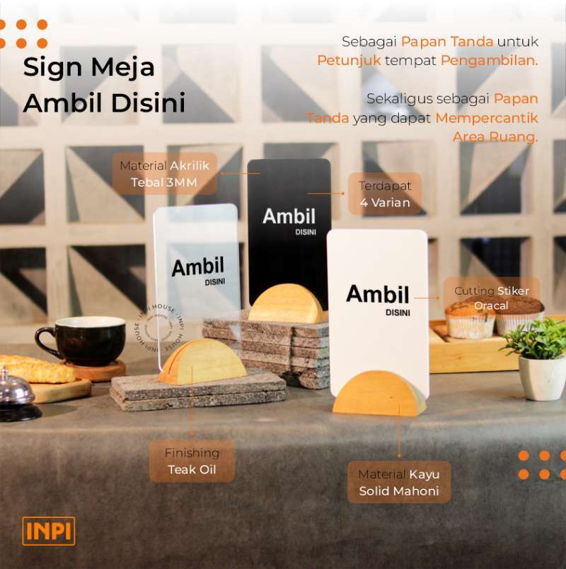Jual Sign Ambil Disini Portrait Kayu Akrilik - Inpi House - Hitam Di ...
