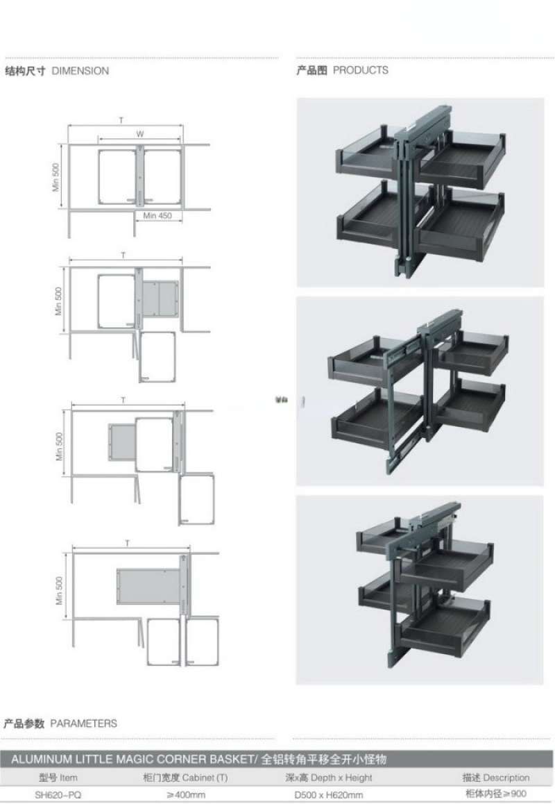 Promo Rak Sudut Magic Corner Basket Sh-abc Sh620-pq For Kitchen Diskon ...