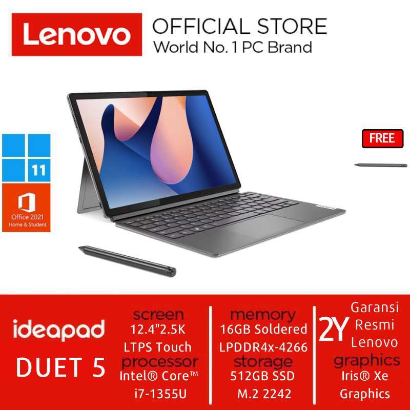 Promo Lenovo Ip Duet 5 4nid Laptop 2 In 1 [i7 1355u/16gb/512gb Ssd/12.4 ...