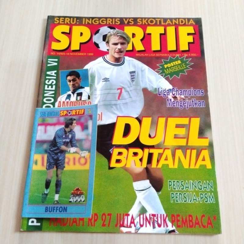 Jual Majalah Sportif No.14 Nov 1999 David Beckham + Poster + Sticker ...