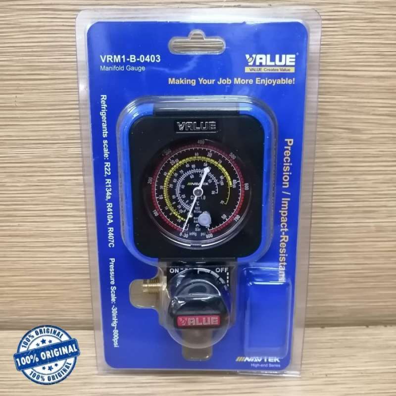 Jual Manifold Single Value Vrm1-b-0403 High R410a 134a R22 407 / Gauge ...