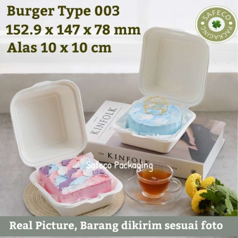 Jual Bagasse Burger Box Korean Bento Cake Box Lunch Box Kotak Tart Mini ...