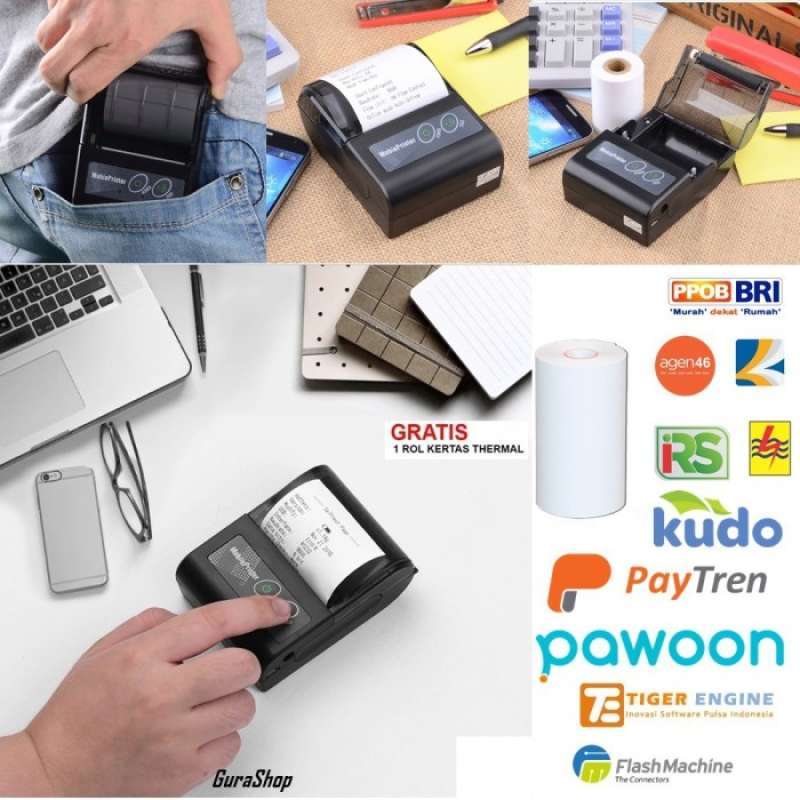 Promo Printer Struk Nota Resi Barcode Kasir Mini Bluetooth Wireless ...