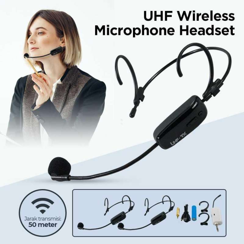 Promo Arael Uhf Wireless Microphone Headset Mini Portable Tour Guide Hx ...