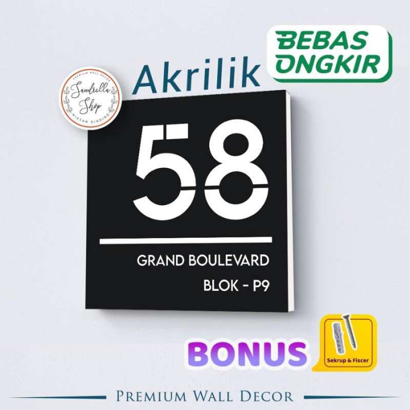 Jual Custom Nomor Rumah Akrilik Papan Alamat Nomer Rumah Acrylic ...