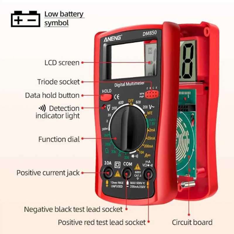 Jual Digital Multimeter Voltage Tester Dm850 Tespen Listrik Alat Tester ...