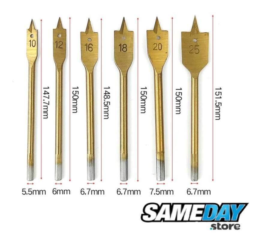 Promo Mata Bor Kayu Kipas Tombak Flat Wood Spade Drill Bits Titanium ...