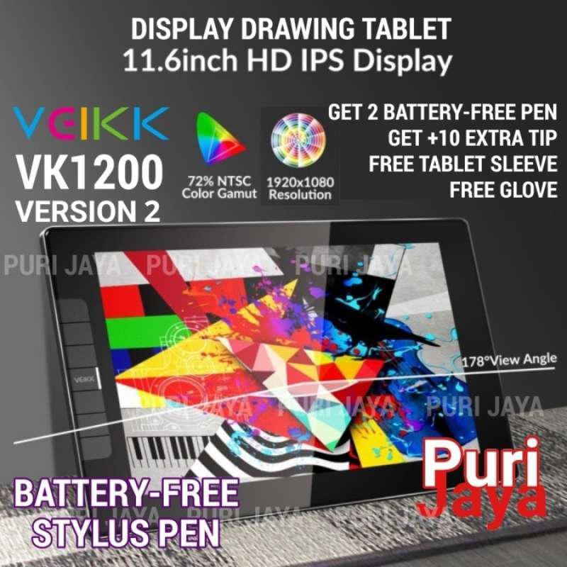 Jual Veikk Vk1200 Drawing Tablet Graphic Monitor Passive Pen Di Seller ...