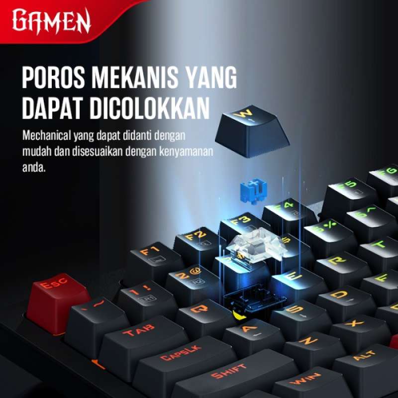 Jual Gamen Titan Ii Mechanical Pluggable Switch Blue Gaming Keyboard ...