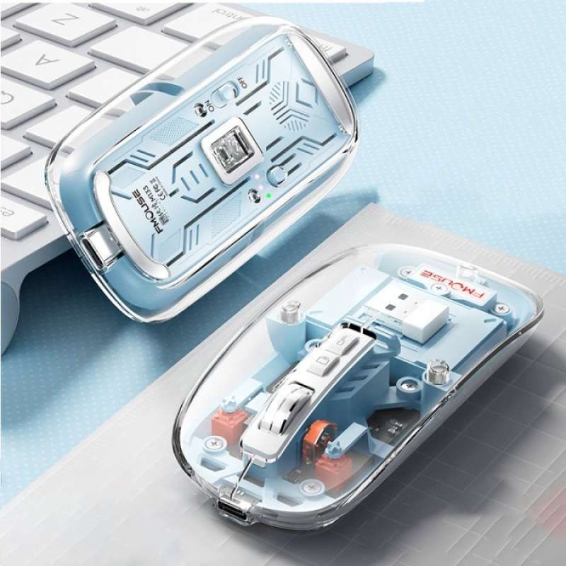 Jual Goojodoq 2400 Dpi Rechargeable Transparent Wireless Bluetooth F ...