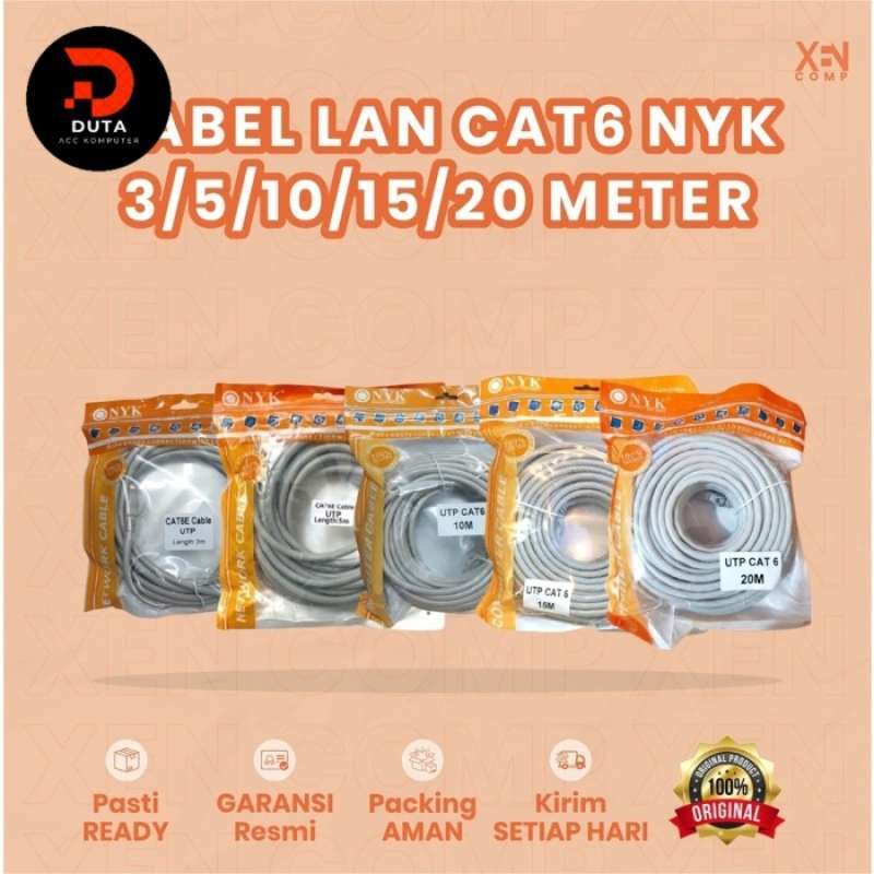 Jual Kabel Lan Cat6/cat 6 Nyk 1.5m/3m/5m/10m/15m/20m/25m/30m/40m/50m Asli Di Seller Rukia ...