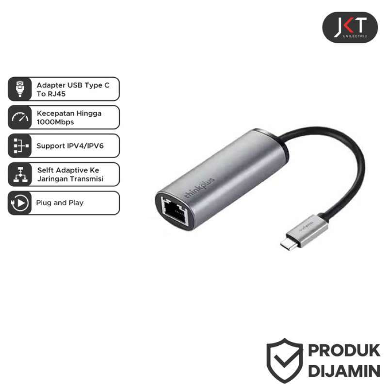 Jual Usb Type-c To Lan Rj45 Lenovo Thinkplus Ethernet 1000mbps - Lrc2 ...