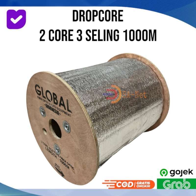 Jual Kabel Fiber Optik 2 Core 3 Seling 1000 Meter Drop Cable 1km Global ...