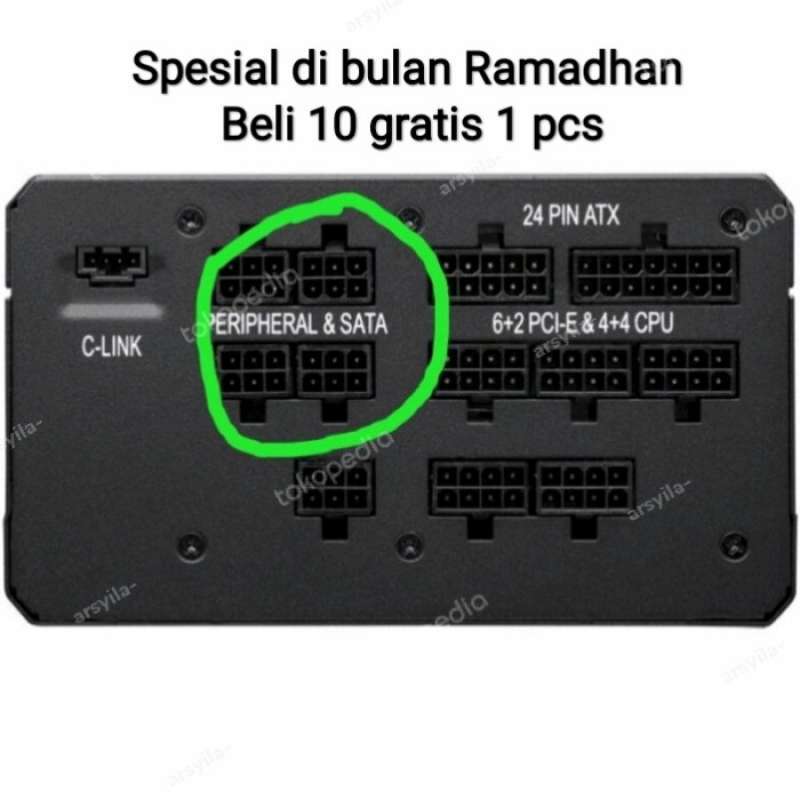Jual 6 Pin To 6+2*2 Pci-e Dari Konektor 6 Pin Peripheral Psu Corsair Di ...