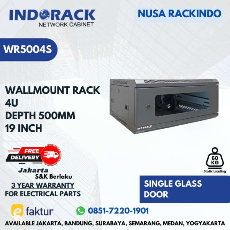 Jual Wr5004s - 4u Wallmount Rack Depth 500mm Single Door 19 - Indorack ...