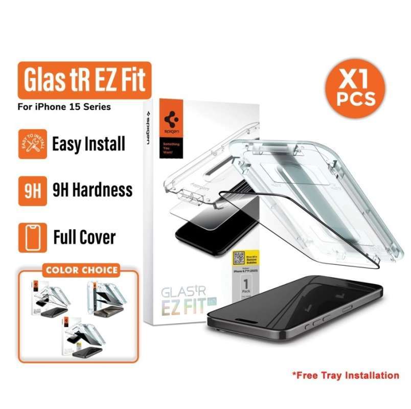 Promo Tempered Glass iPhone 15 Pro Max Plus Spigen Glas Tr Ez Fit Full ...