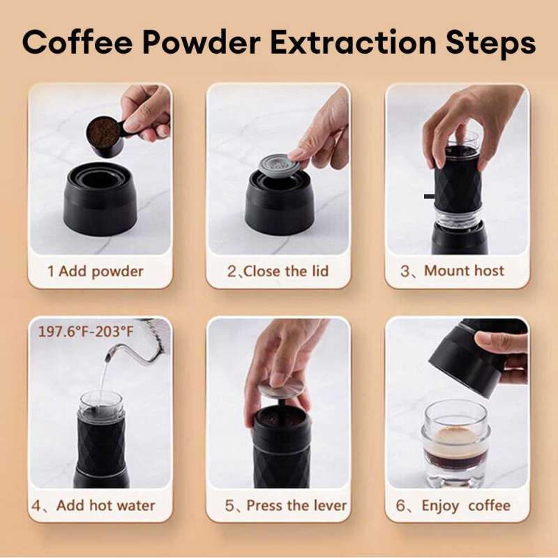 Promo Hand Press Mini Espresso Coffee Maker 3 In 1 20 Bar 120ml Hs-8439 ...