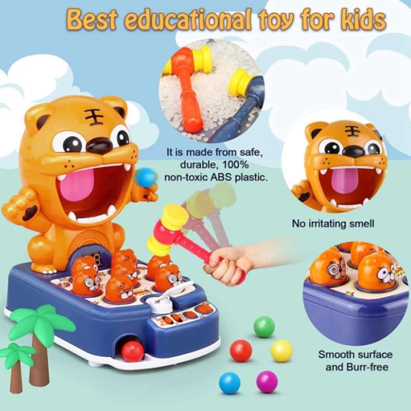 Jual Mainan Pukul Tikus Lengkap Bola Musik Lampu Whack A Mole - Pink Di ...