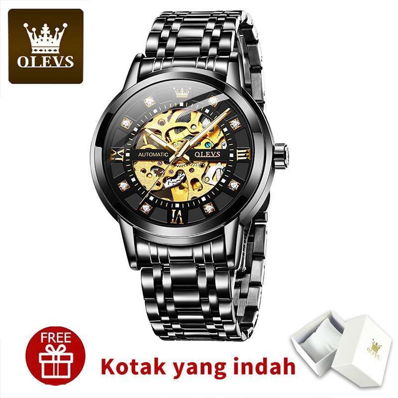 Jual Olevs Jam Tangan Automatic Pria Anti Air Original Tahan Keren Led Hitam Putih Terbaru 2024 ...