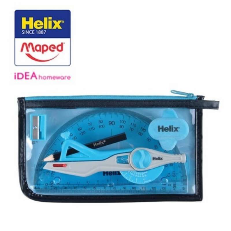Jual Paket Penggaris Busur Mistar Jangka Helix Math Set School Kit ...
