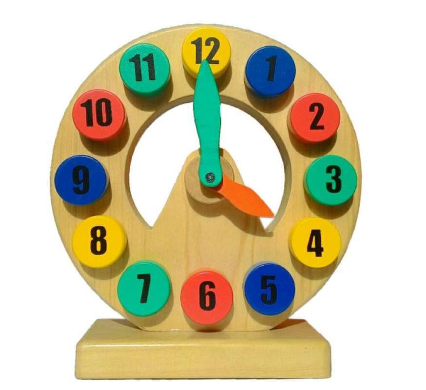 Jual Mainan Edukatif / Edukasi Anak - Jam Kayu Natural Balok Kayu Waktu ...