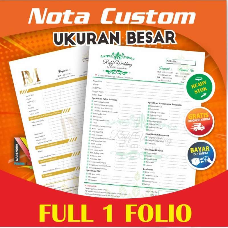 Jual Cetak Nota F4 Murah 2 Dan 3 Play Murah Desain Gratis Satuan Di ...