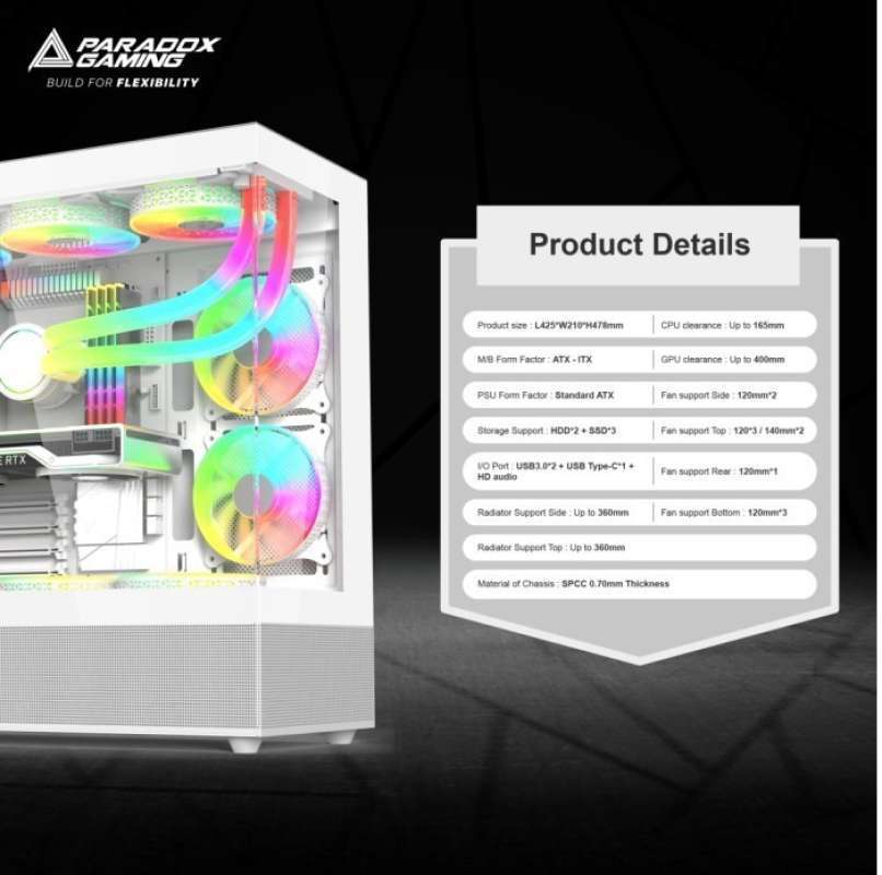 Jual Casing Pc Paradox Gaming Mythos Advance Free 1fan Rgb - Putih Di ...