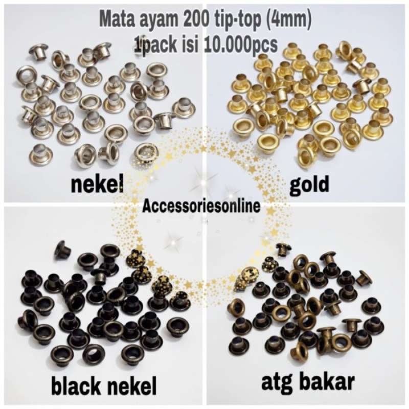 Jual Mata Ayam 200 Tip Top Mata Ayam 4mm Eyelet 4mm - 1pack Isi 10 ...
