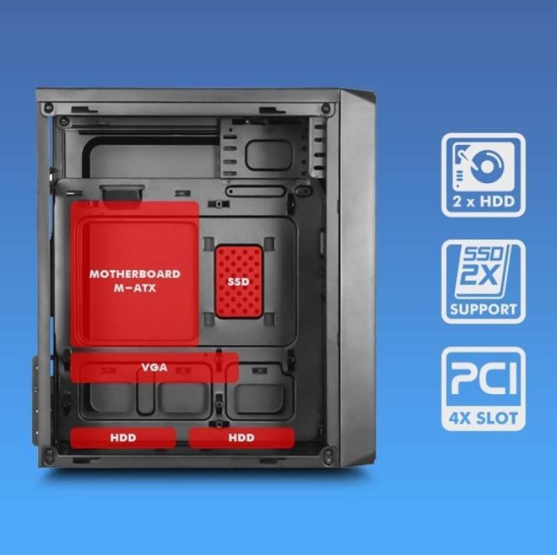 Jual Casing Pc Alcatroz Azzura Compacto 100 M-atx With Psu Voltron ...