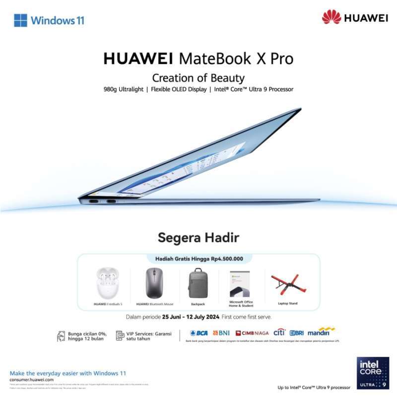 Jual Huawei Matebook X Pro 2024 [32gb + 2tb] | 980g Ultralight | Intel Core Ultra 9 Processor ...