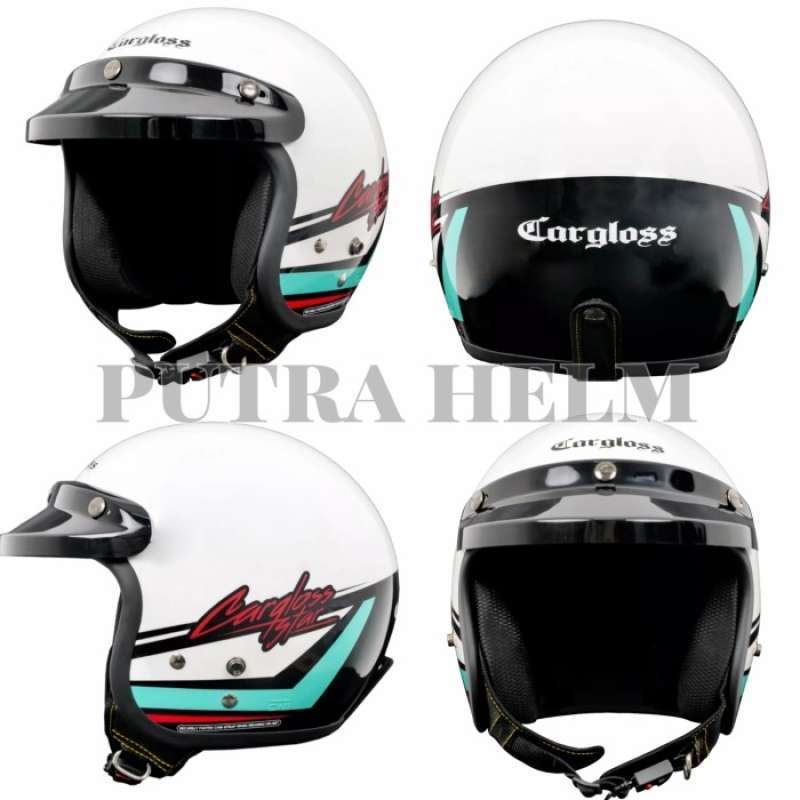 Jual Helm Cargloss Carglos Cfm Retro Original Starline White Glossy ...