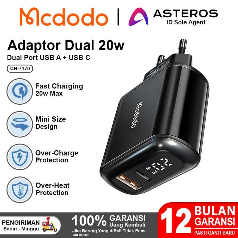 Jual Mcdodo Adaptor Kepala Charger Dual Port Usb + Type C Fast Charging ...