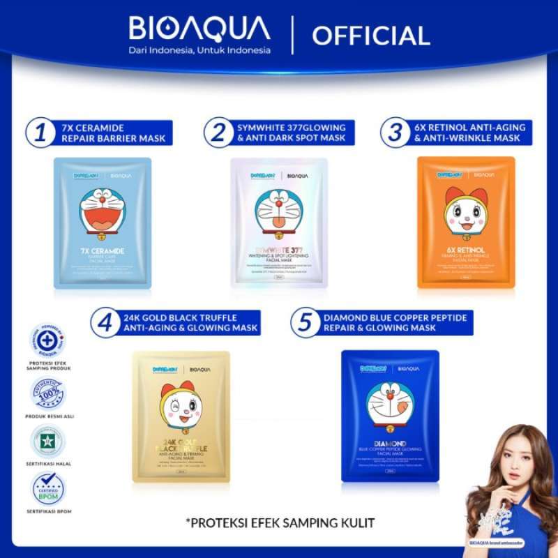 Jual Bioaqua Doraemon Sheet Mask Series Masker Wajah 7x Ceramide 6x ...
