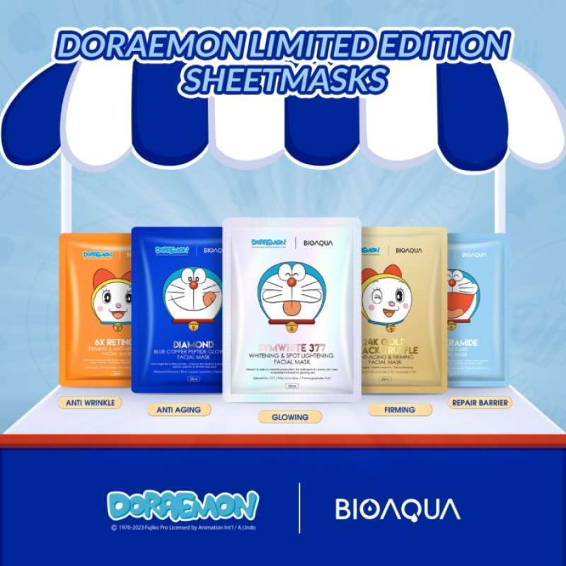 Jual Bioaqua Doraemon Sheet Mask Series Masker Wajah 7x Ceramide 6x ...