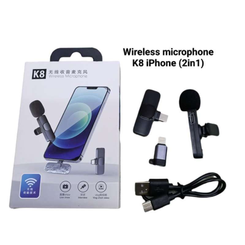 Jual Mic Clip On Wireless Microphone Lavalier K8 Type C K8 Ip 2in1 K9 ...