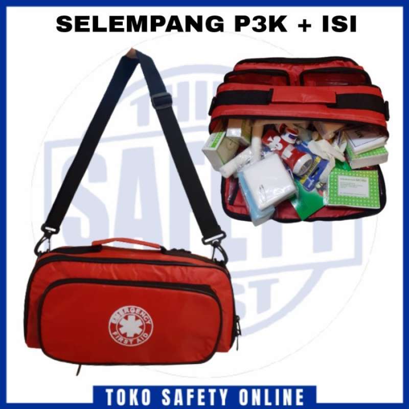 Promo Tas Selempang P3k First Aids Emergency Kit Merah + Isi Obat Type ...