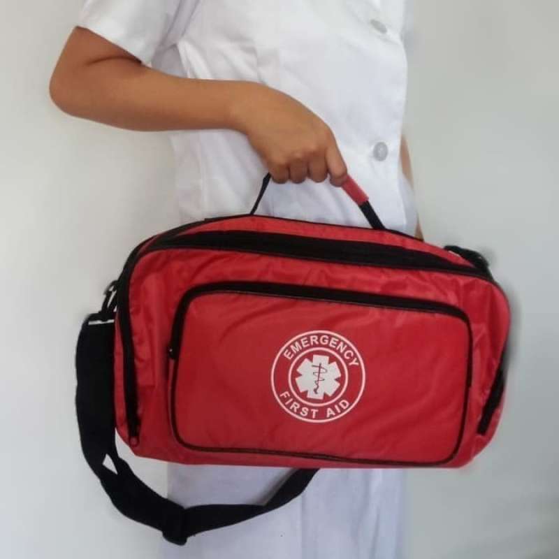 Promo Tas Selempang P3k First Aids Emergency Kit Merah + Isi Obat Type ...