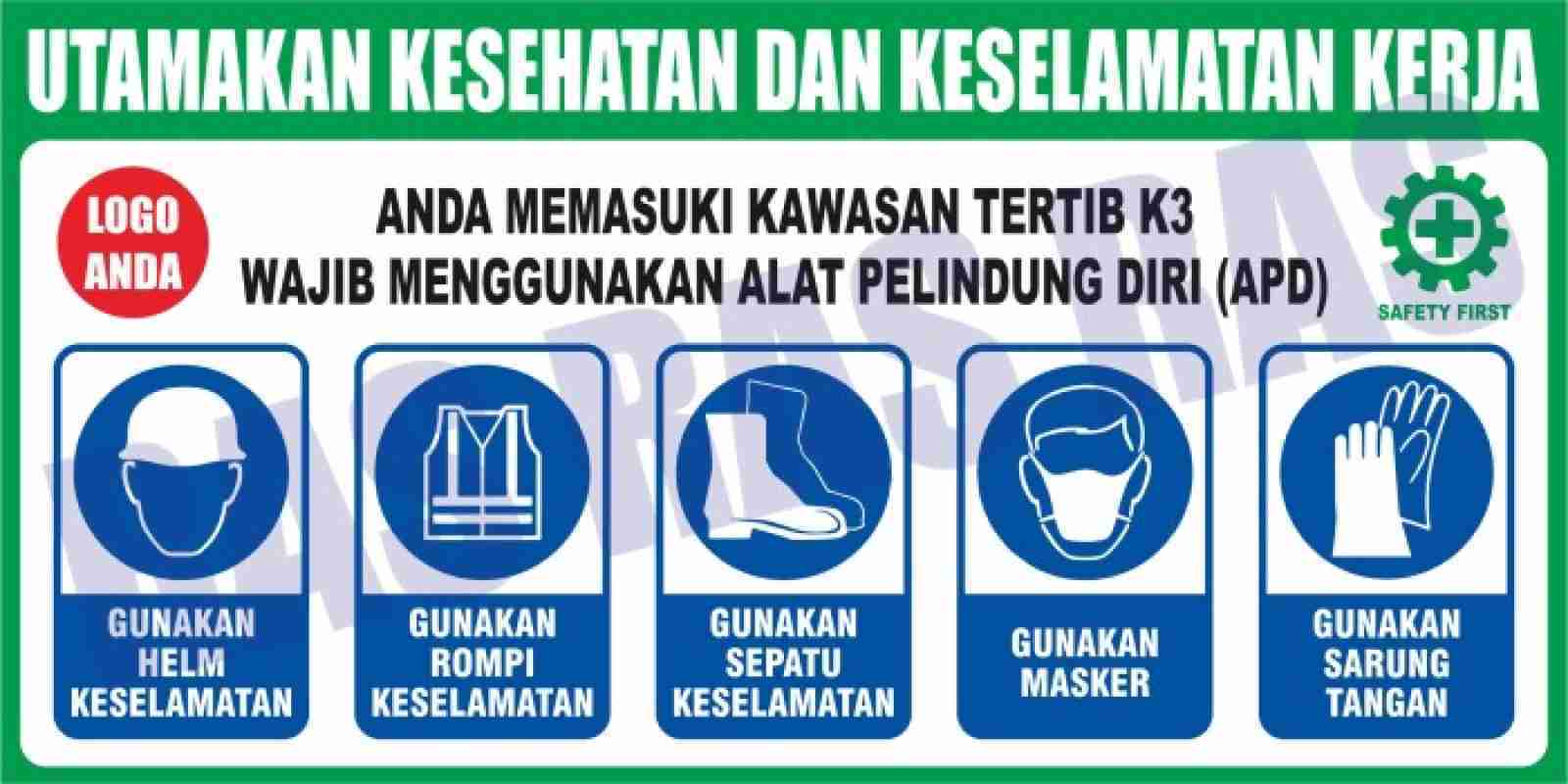 Jual Spanduk Banner Wajib Apd K3 Safety Ukuran 2x1 Meter - Merah Di ...