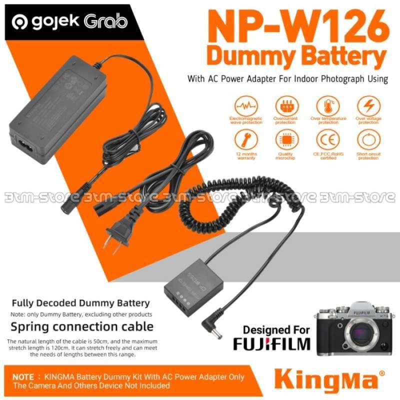 Promo Kingma Dummy Battery Kit Np-w126 Indoor With Ac Power Supply ...