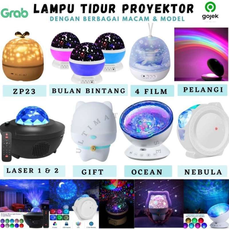 Jual Lampu Tidur Proyektor Bulat Bulan Bintang Putar Star Moon ...