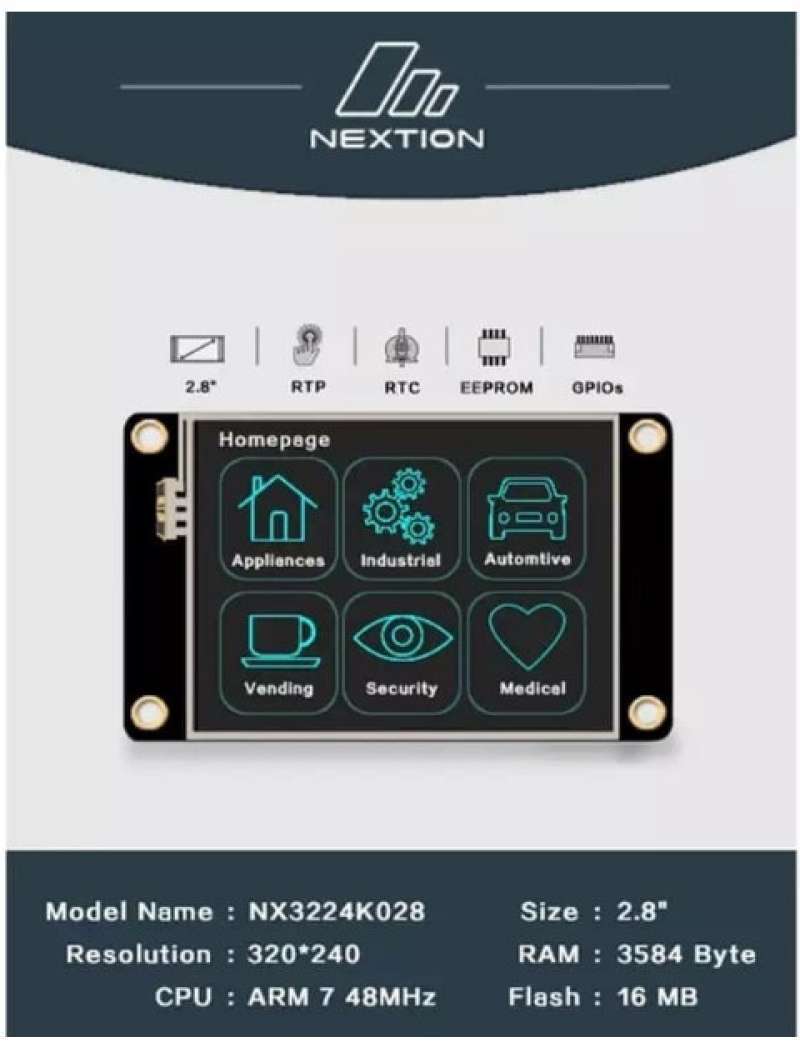 Jual Nextion Enhanced Nx3224k028 - 2.8'' 3.2 Hmi Lcd Touch Serial Usart ...