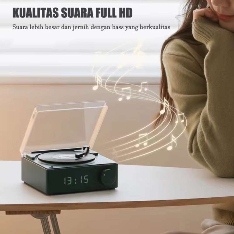 Jual Round-x11 Atomic Speaker Bluetooth Jam Alarm Speaker Retro Bentuk Vinyl Record Player - X11 ...