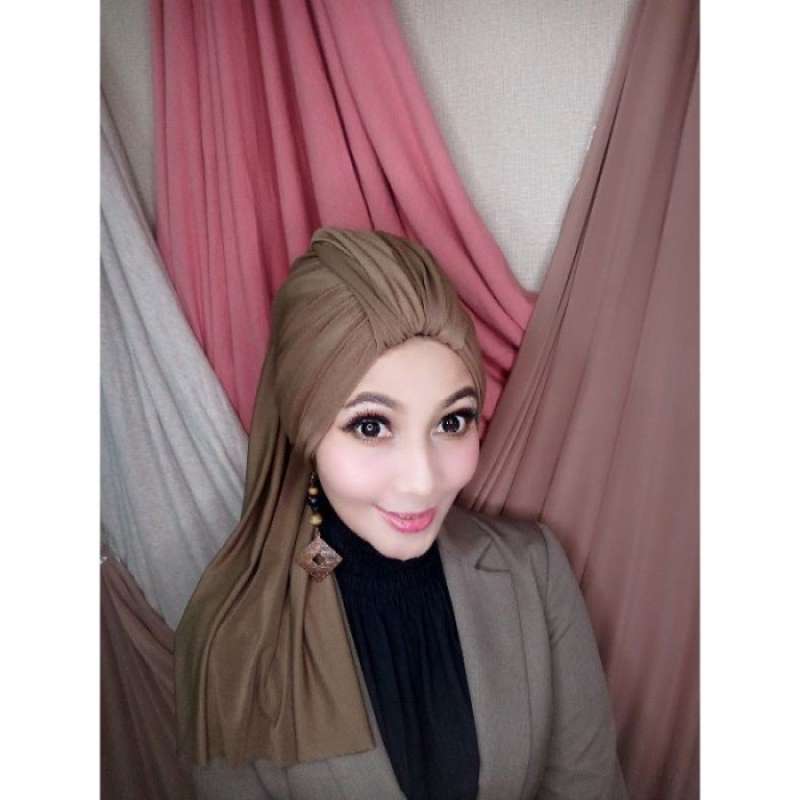 Jual New Turban Panjang Dewasa - Hijab Jilbab Turban Instan - Peach ...