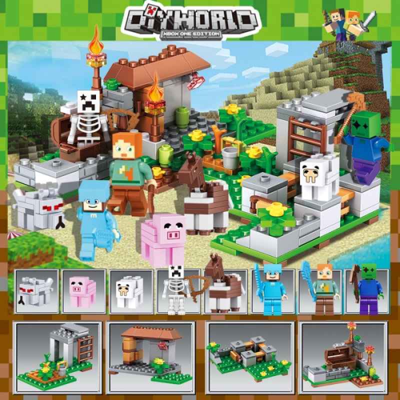 Promo Minecraft Membangun Blok Mainan Gua Tambang Pertanian Mainan ...