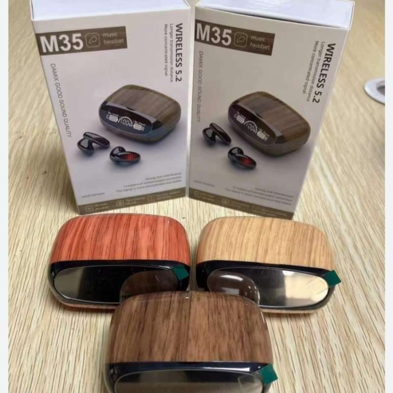 Promo Tws M35 Headset Bluetooth Kayu Earphone Gaming Wireless Wooden ...