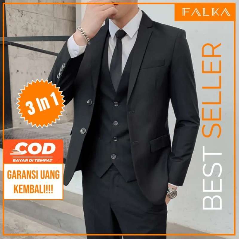 Jual 3 In 1 Set Jas Pria Tuxedo Pria Setelan Jas Pria Formal - M Hitam ...