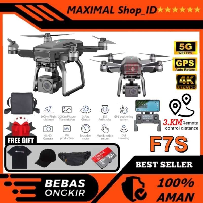 Jual Drone Sjrc F7 S 4k Pro Gps 3km 3 Axis Wifi 5g Eis Obstacle Sensor ...
