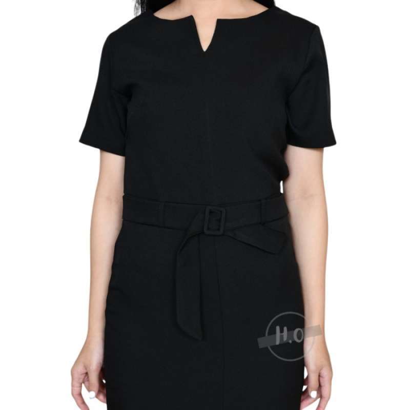 Jual Dress Hitam Polos Formal Kerja Kantor Wanita Murah Premium Quality ...