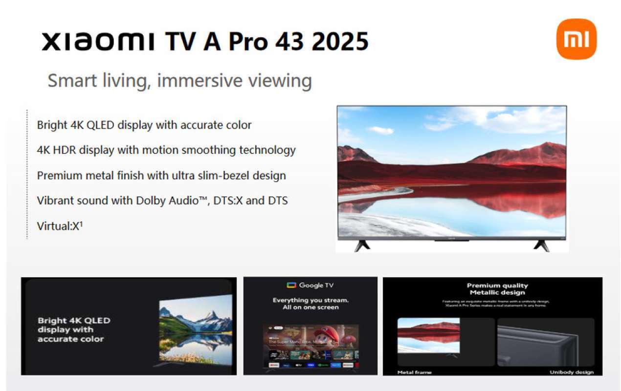 Promo Xiaomi Mi Tv 43 4k Qled 60hz A Pro 2025 Google Tv Smart Dolby ...